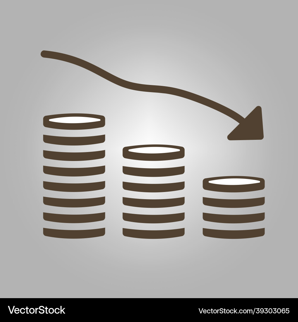 Decreasing piles of coins with going down graph Vector Image