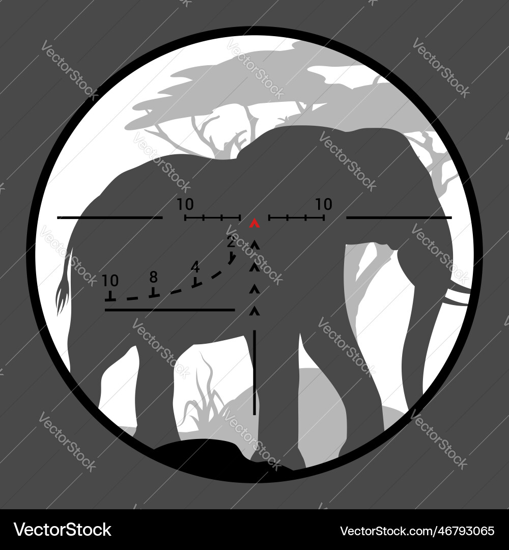 Elephant silhouette target safari hunting Vector Image