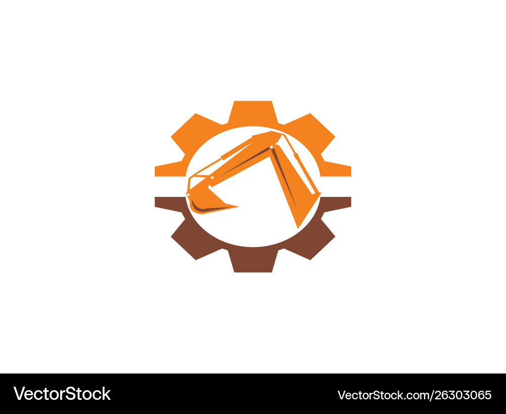 Excavator arm digger in a pinion gear shape Vector Image