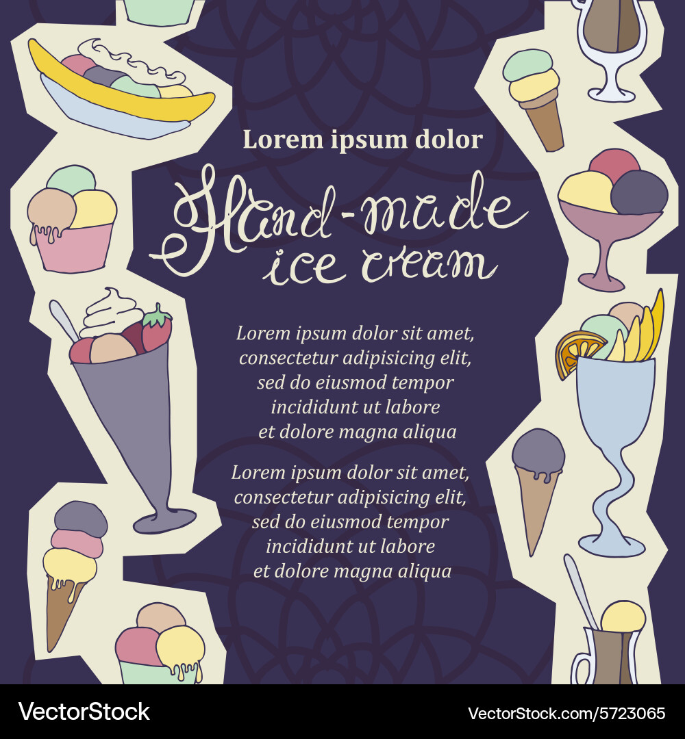 Hand drawn sketched of hand-made ice cream Vector Image