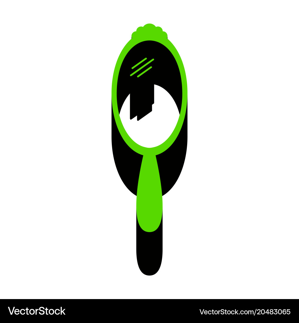 Hand mirror sign green 3d icon with black Vector Image
