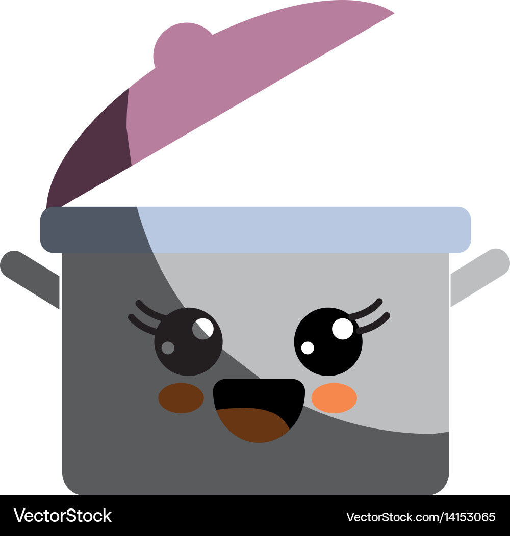 Kawaii nice happy cooking pot Royalty Free Vector Image