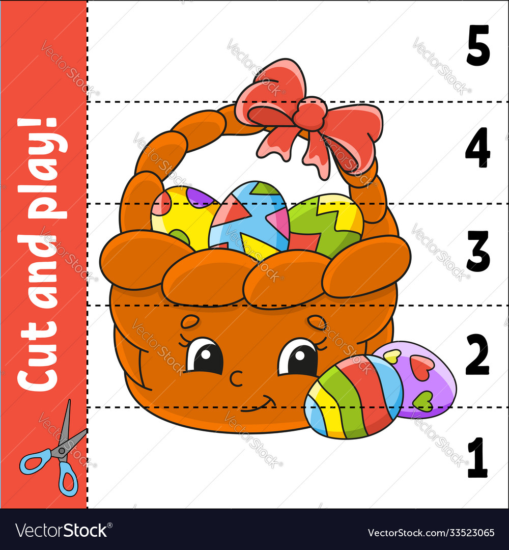 Learning numbers 1-5 cut and play education Vector Image