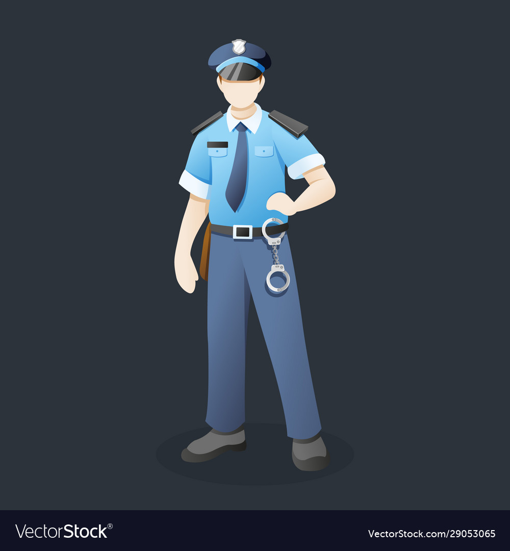 Police Officer With Standing Pose Royalty Free Vector Image