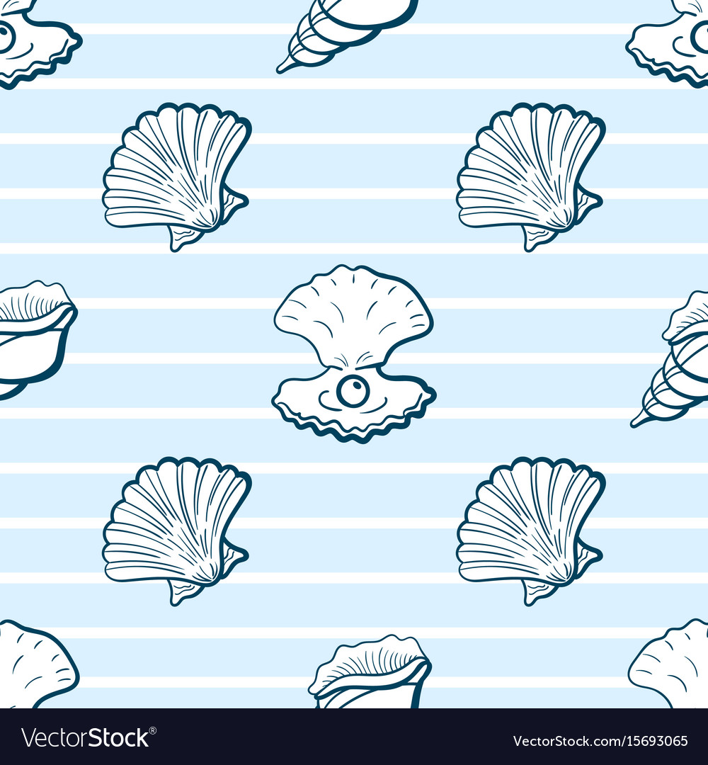 Seashells seamless pattern Royalty Free Vector Image
