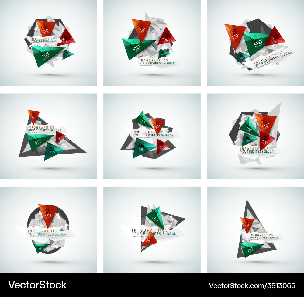 Set of triangle shape modern paper infographics Vector Image