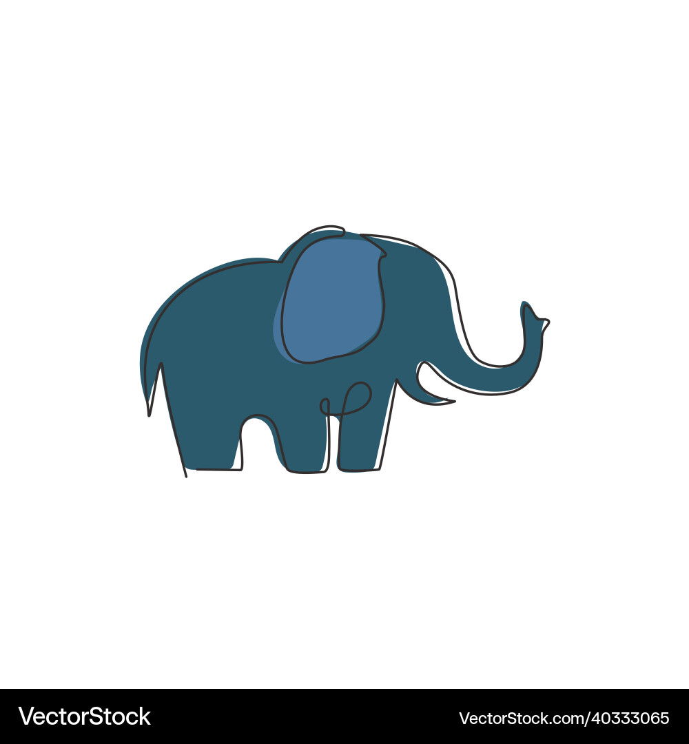 Single continuous line drawing of big cute Vector Image