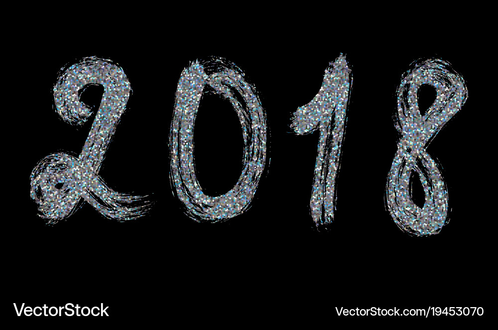 2018 new year silver lettering with bright Vector Image