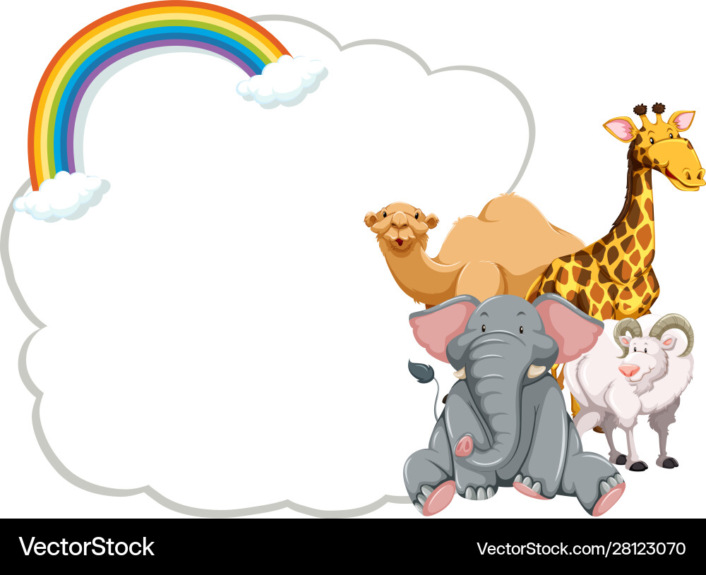 Banner design with wild animals and rainbow Vector Image