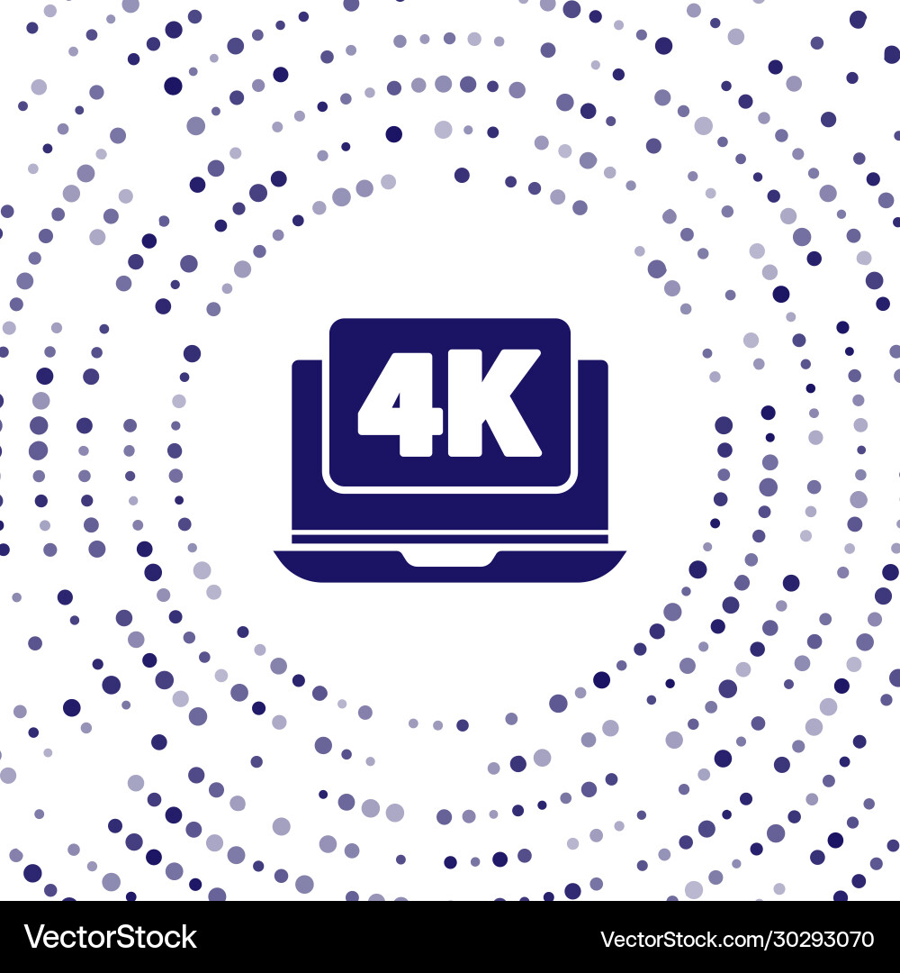 Blue laptop screen with 4k video technology icon Vector Image