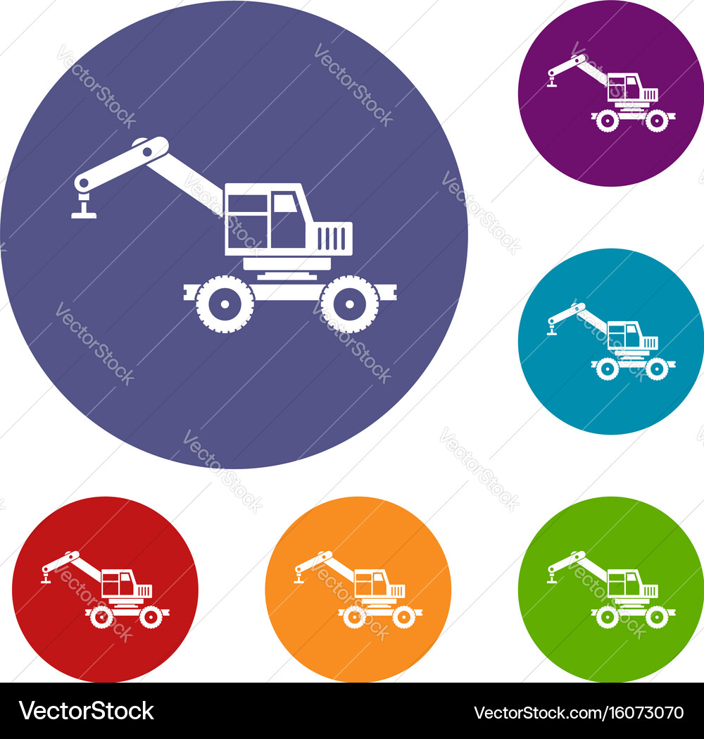 Crane truck icons set Royalty Free Vector Image
