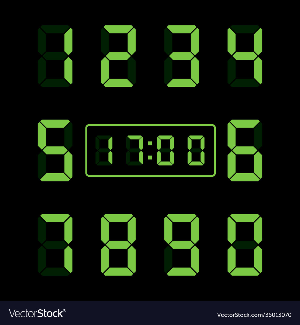 Digital clock numbers isolated elements icon Vector Image