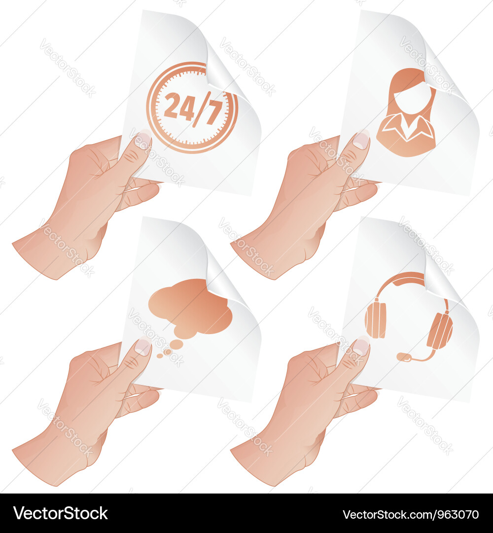 Hand with business icons Royalty Free Vector Image