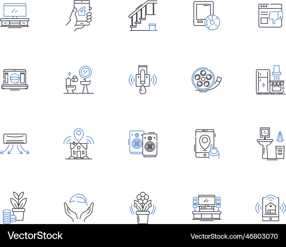 Innovative dwelling line icons collection Vector Image
