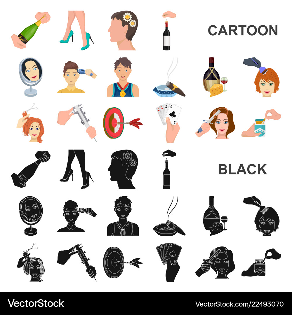 Manipulation by hands cartoon icons in set Vector Image