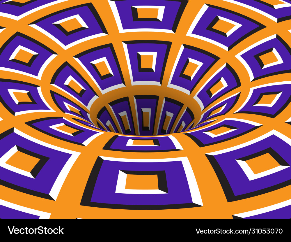 Rotating hole moving purple orange squares Vector Image
