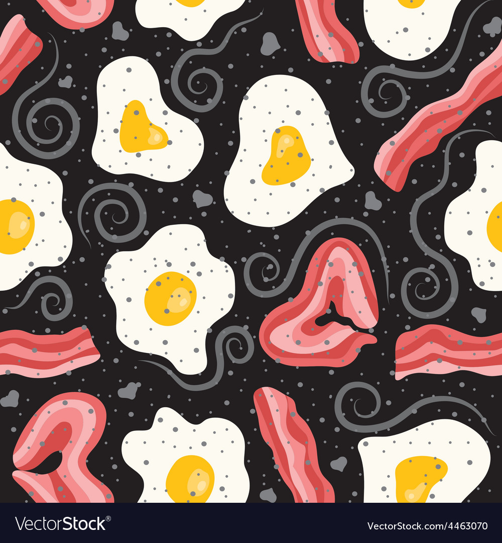 Seamless breakfast pattern with egg bacon Vector Image