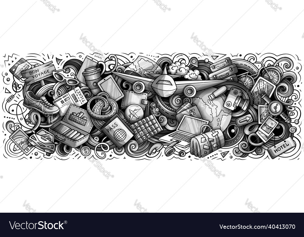 Traveling hand drawn cartoon doodles Royalty Free Vector