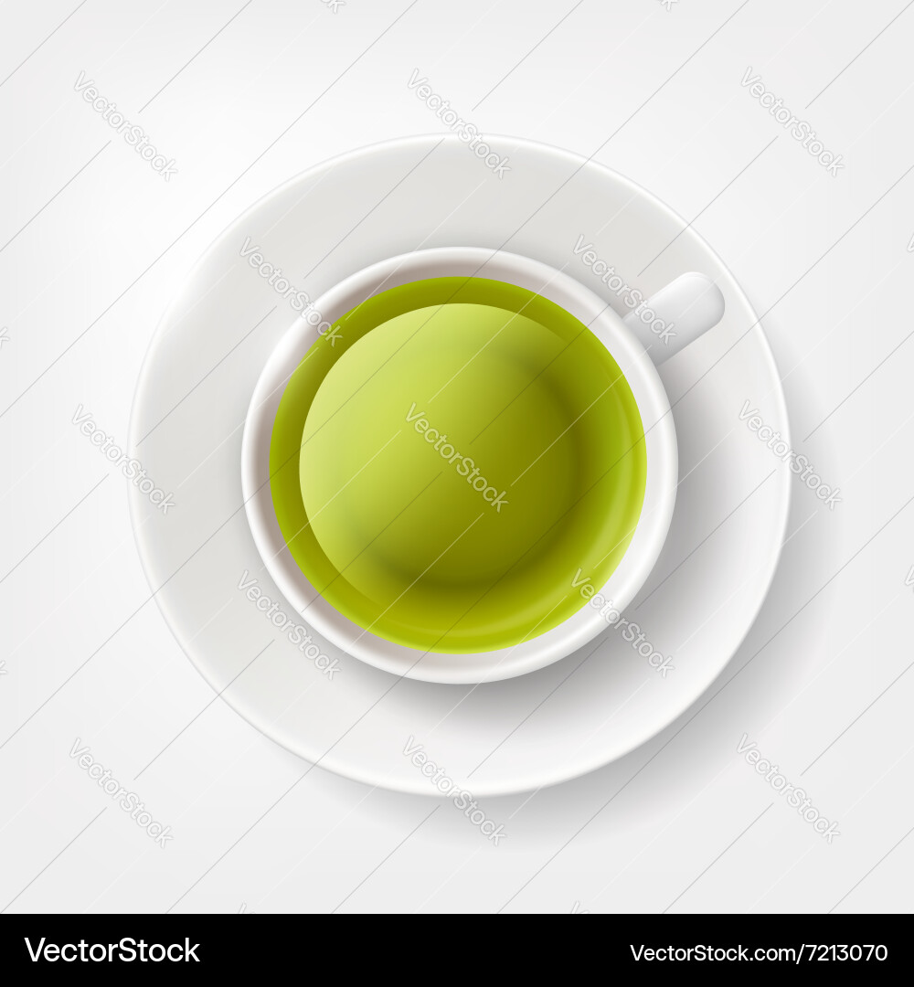 White cup of green tea Royalty Free Vector Image