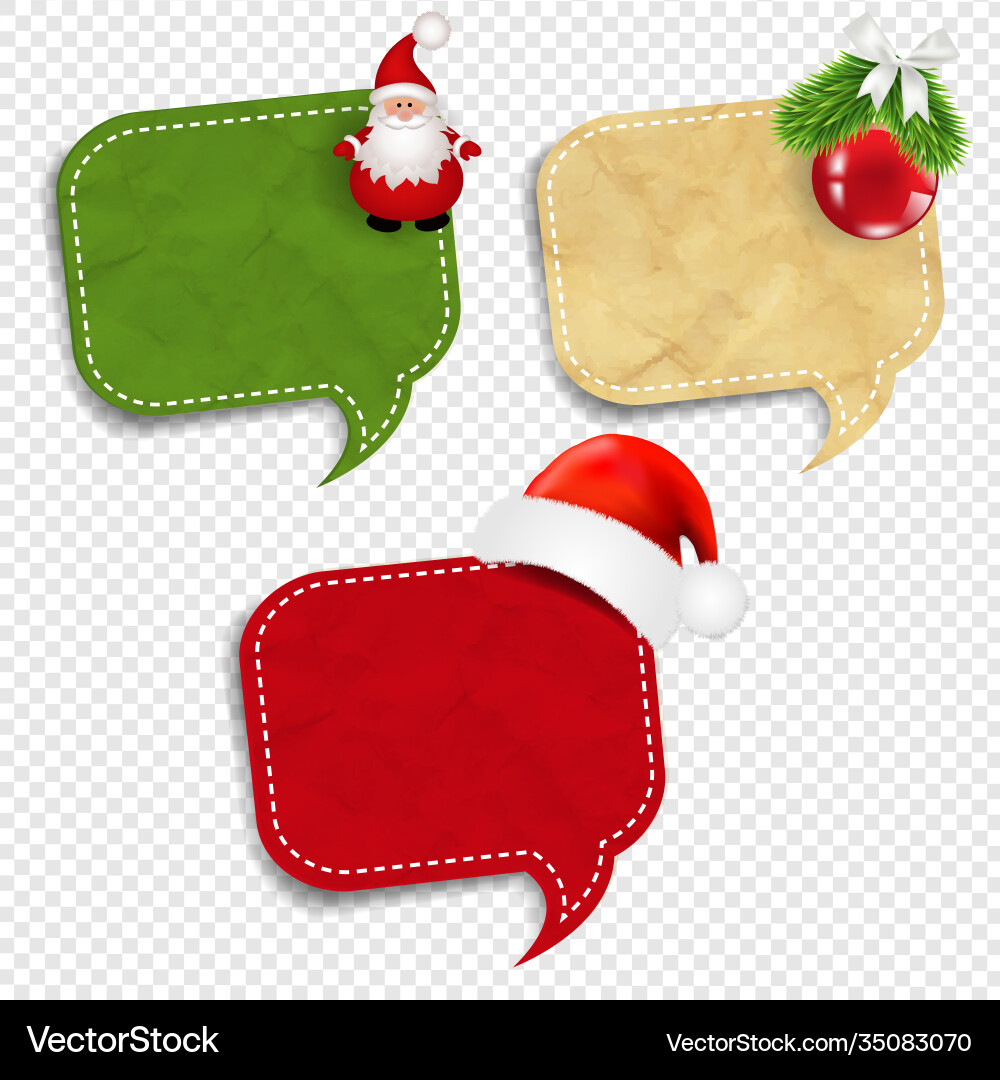 Xmas speech bubbles set with holly berry Vector Image