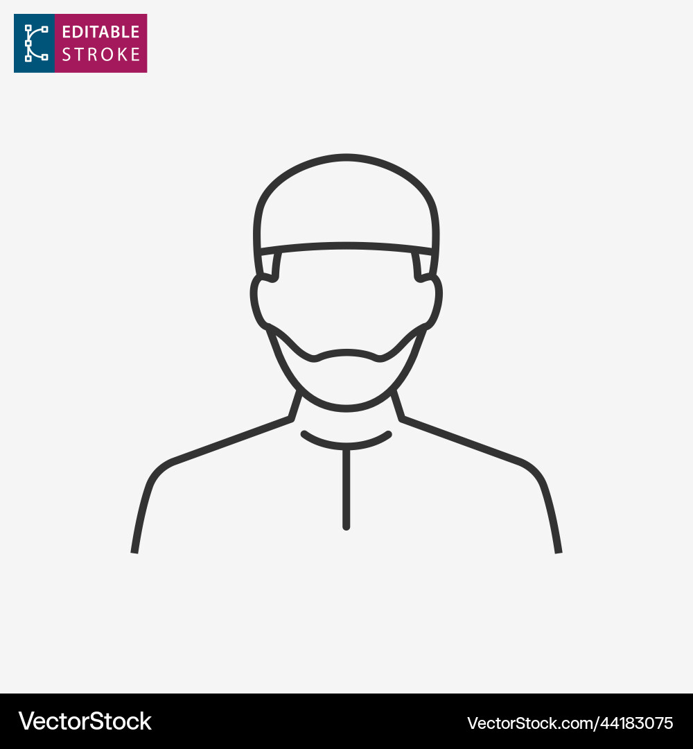 Arabic man line icon on white background editable Vector Image