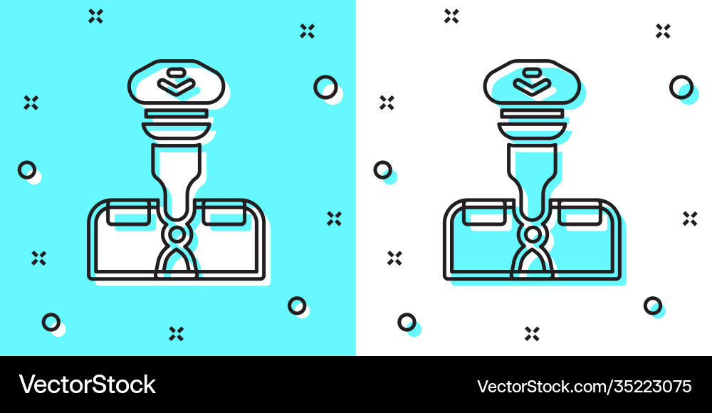 Black line pilot icon isolated on green and white Vector Image