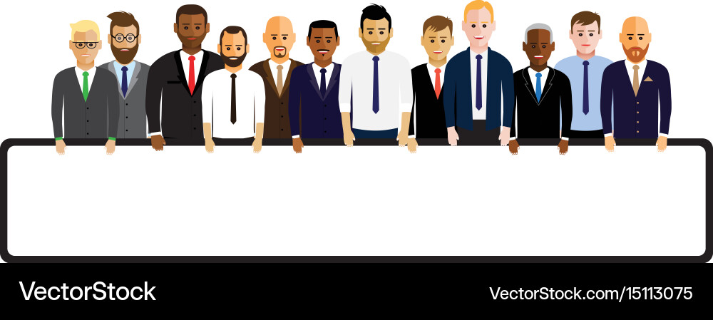 Business men in a line Royalty Free Vector Image