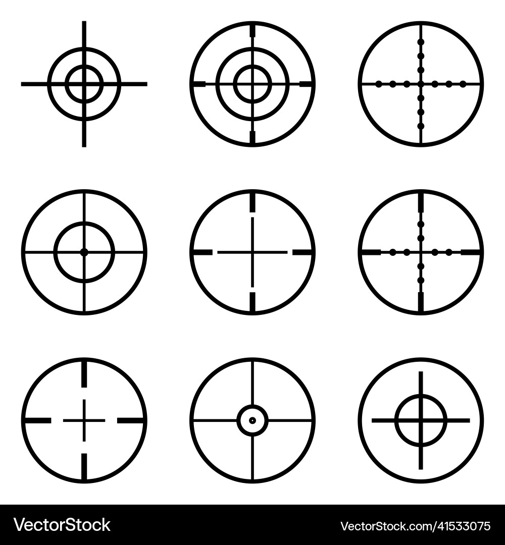 Crosshairs flat icon set isolated on white Vector Image