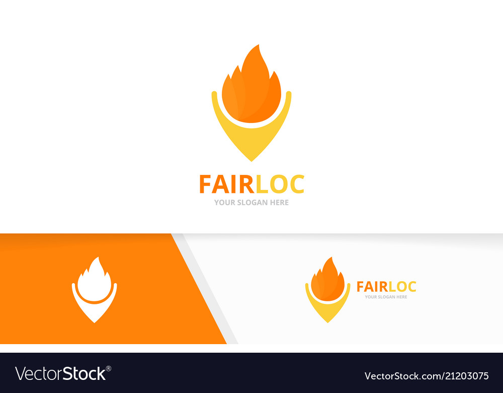 Fire and map pointer logo combination Royalty Free Vector