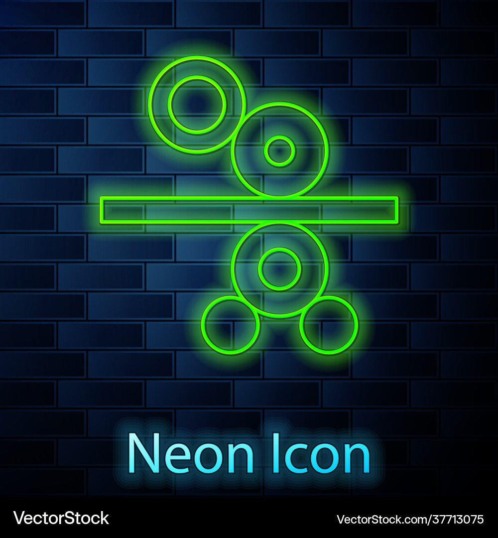 Glowing neon line paper roll a printing press Vector Image