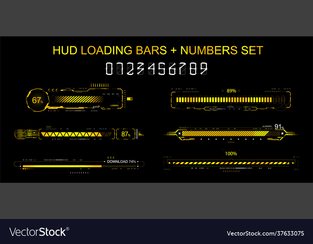 Hud progress loading bars collection futuristic Vector Image Hud progress loading bars collection futuristic Vector Image