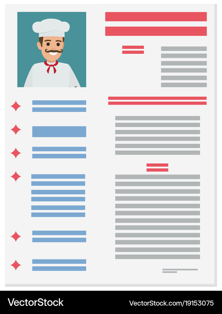 Resume experienced italian chef Royalty Free Vector Image