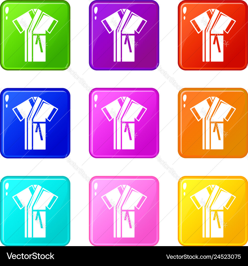 Robe icons set 9 color collection Royalty Free Vector Image