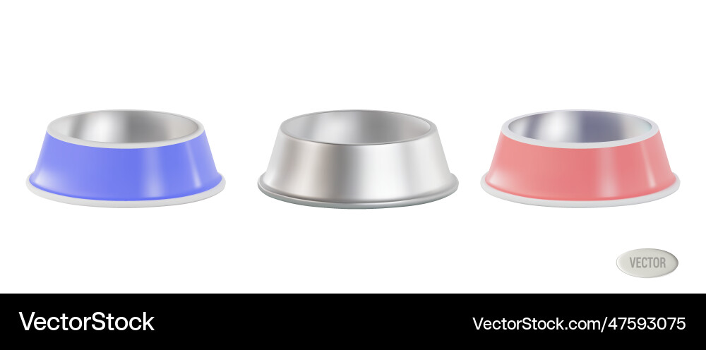 Set of multi-colored bowls for a pet Royalty Free Vector