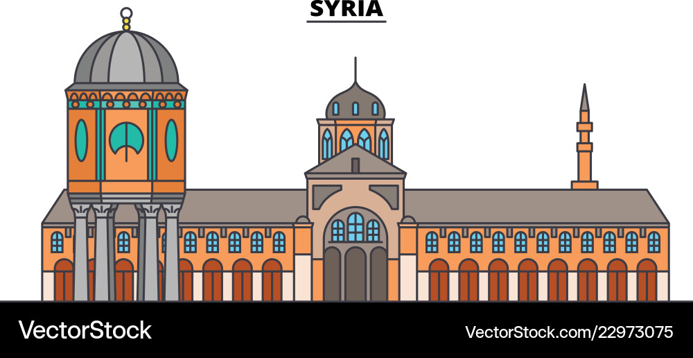 Syria line skyline syria Royalty Free Vector Image