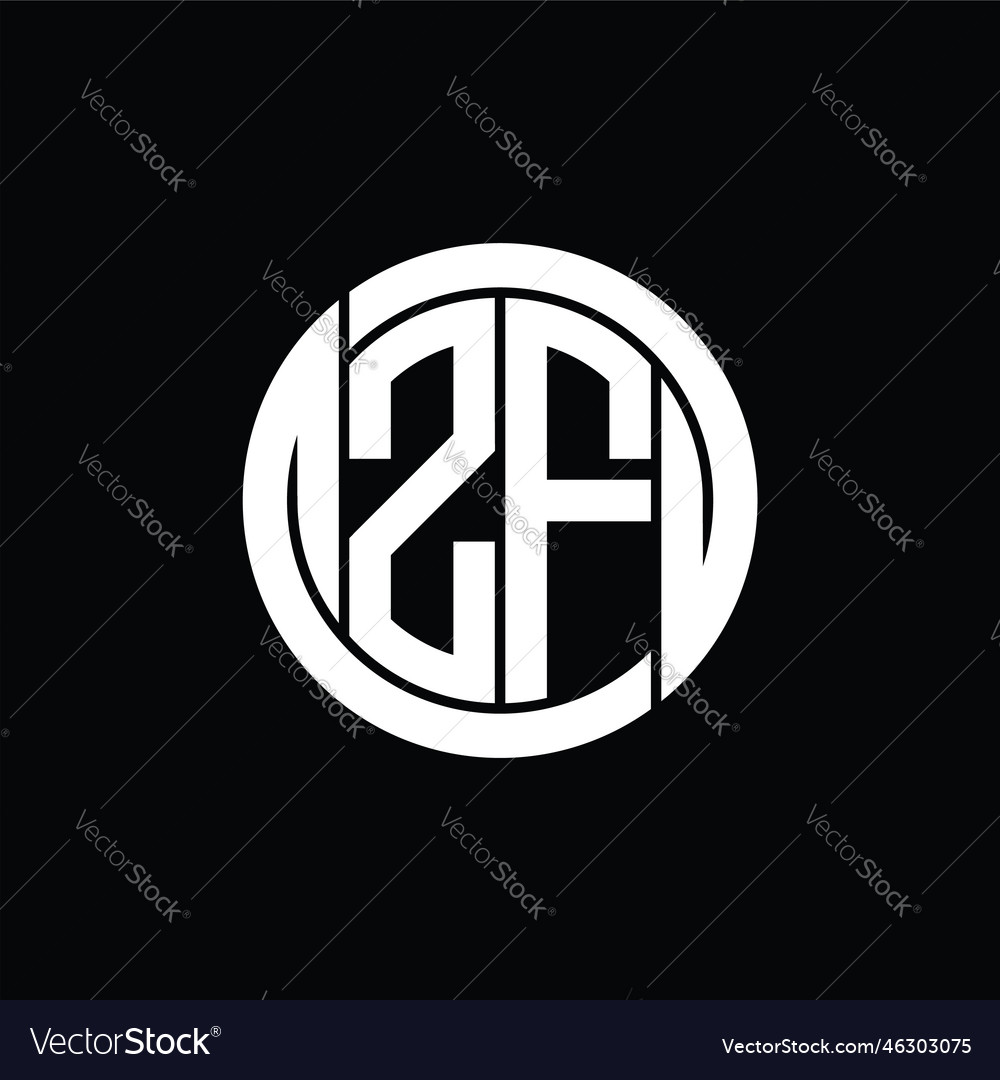 Zf logo monogram shield inside circle shape Vector Image