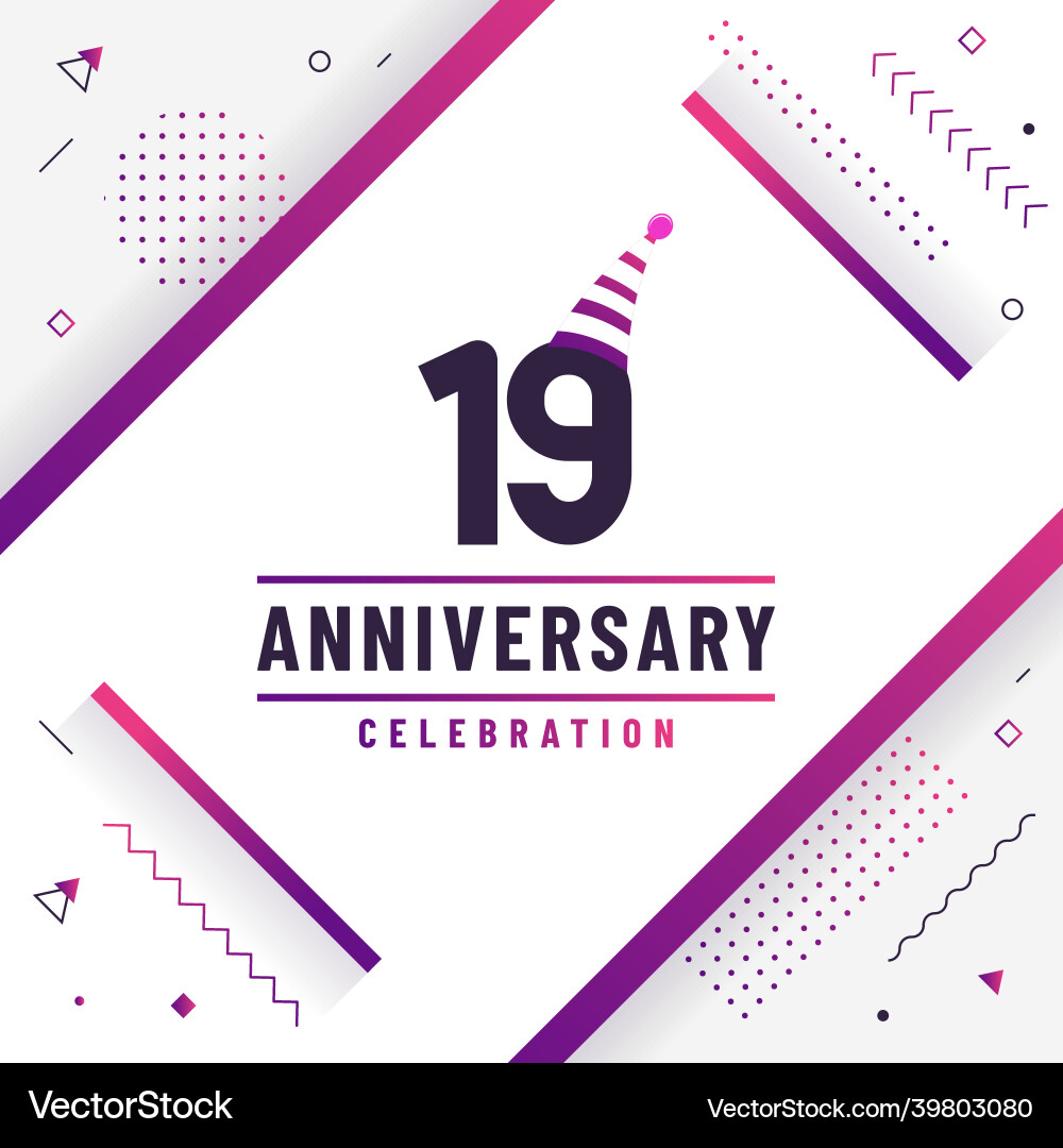 19 years anniversary greetings card Royalty Free Vector
