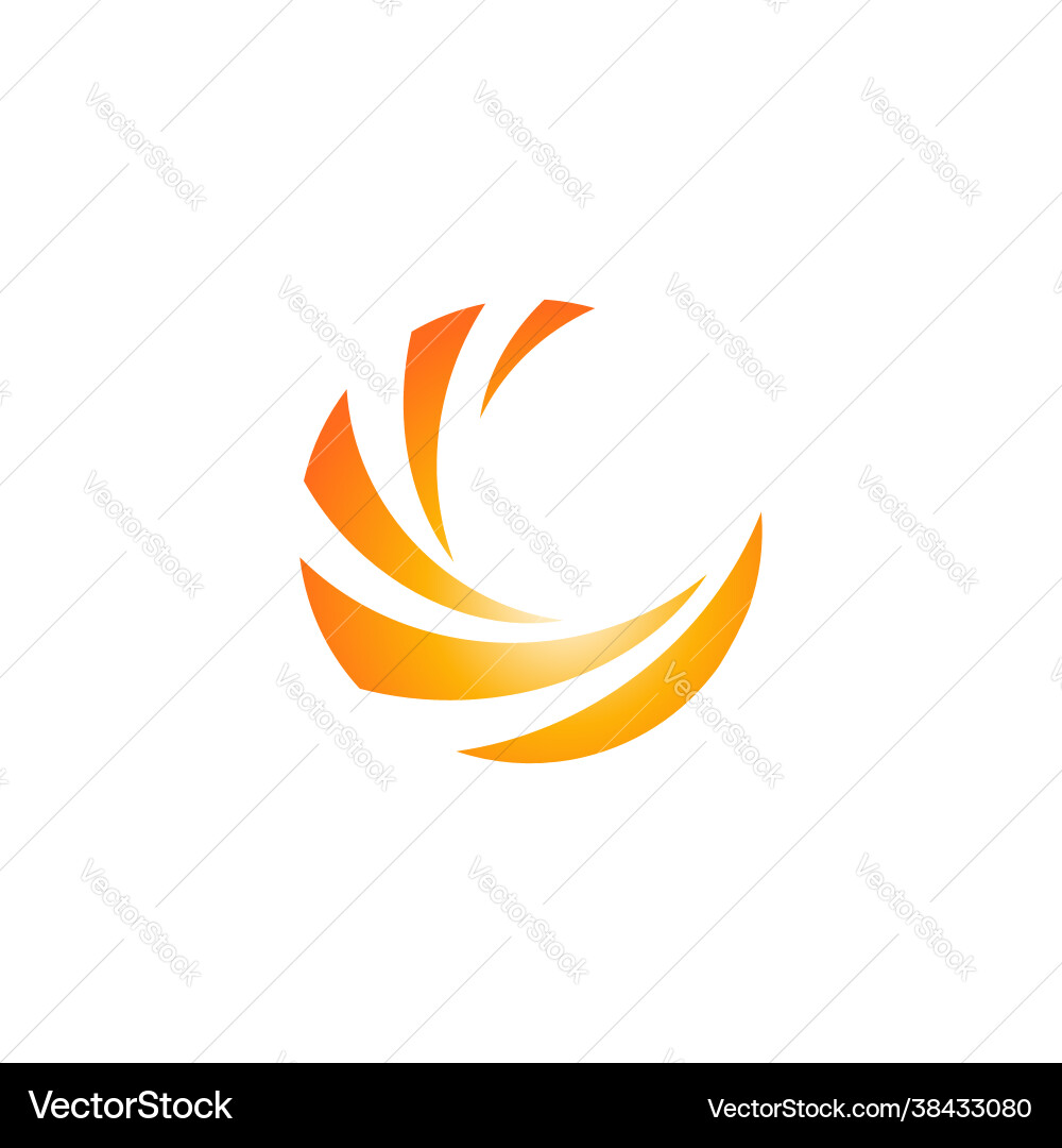 Circle sphere orange color wave round logo icon Vector Image