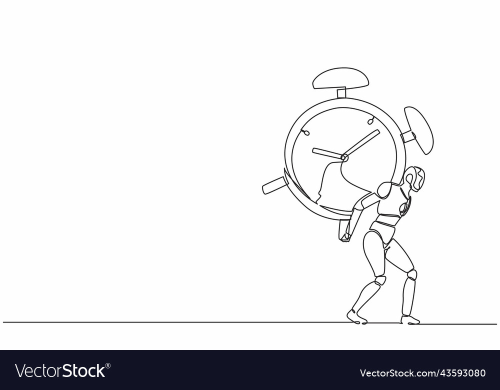 Continuous one line drawing robots standing Vector Image