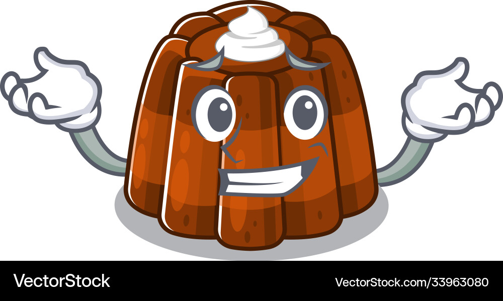 Cute grinning chocolate pudding mascot cartoon Vector Image