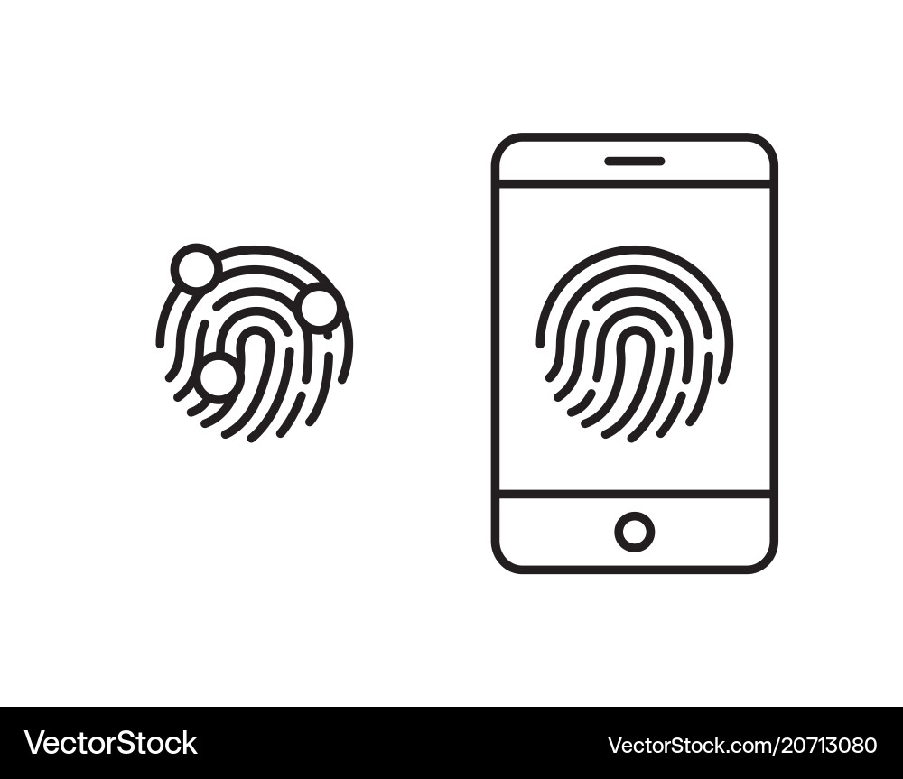 Fingerprint icon with mobile phone smartphone Vector Image