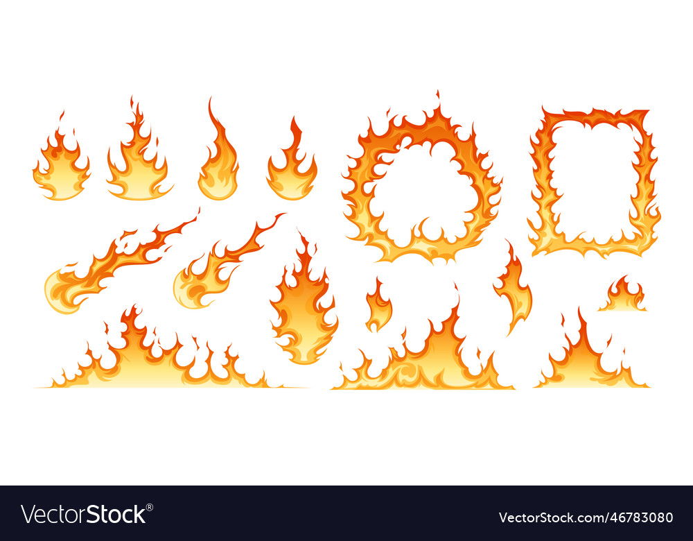 Flames flat set Royalty Free Vector Image - VectorStock