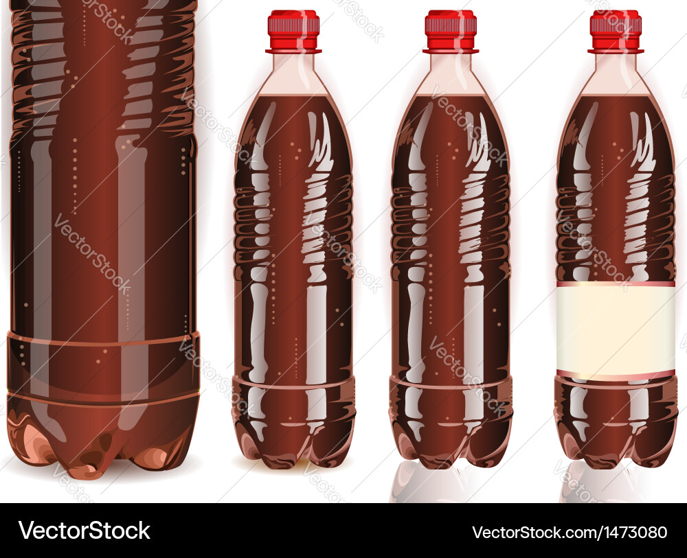 Four plastic bottles of cola with labels Vector Image