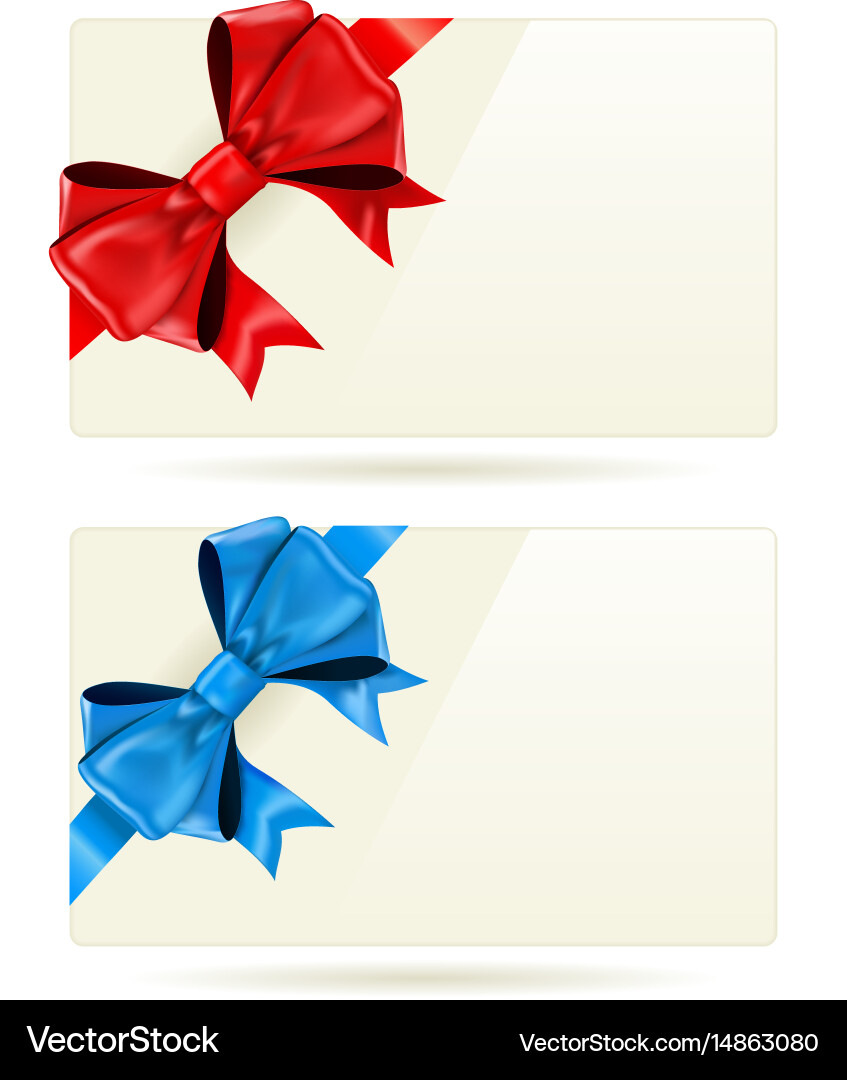 Gift cards with bow and ribbon Royalty Free Vector Image