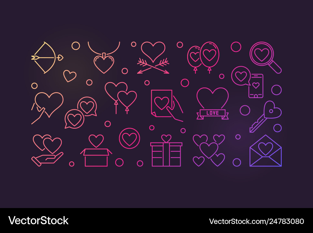 Love and feelings colored outline Royalty Free Vector Image
