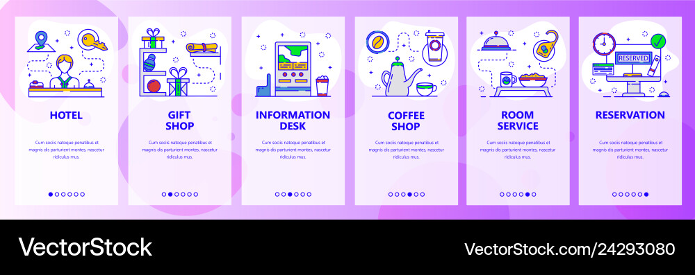Mobile app onboarding screens hotel business Vector Image