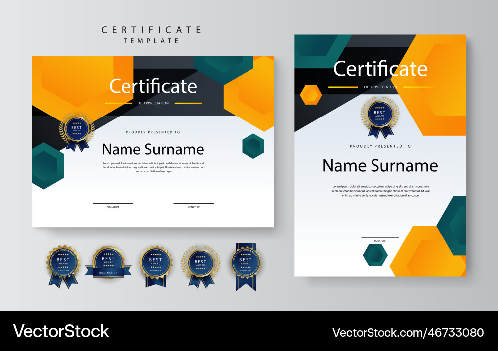 Modern colorful certificate design award Vector Image