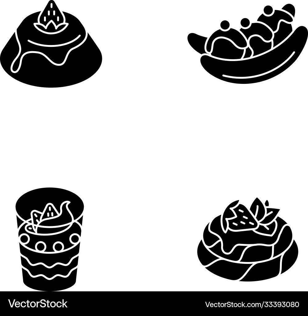 Popular sweets black glyph icons set on white Vector Image