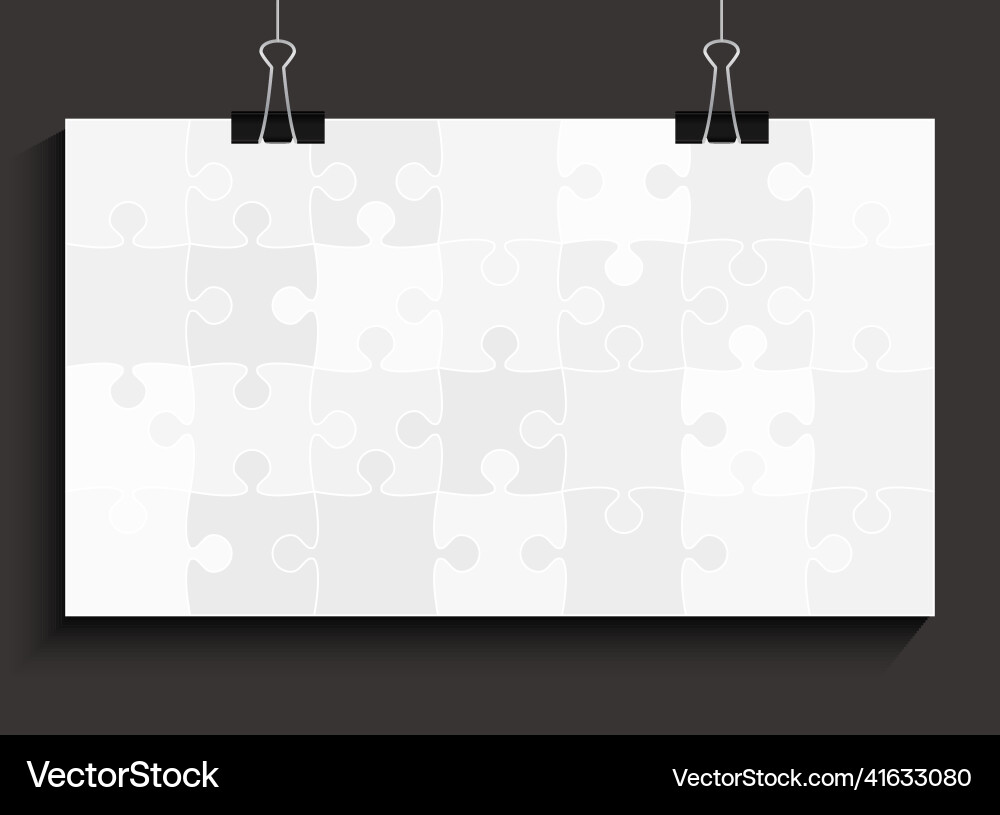 Poster template made grey pieces puzzle jigsaw Vector Image