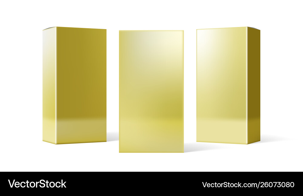 Set of small gold cardboard boxes with shadows Vector Image